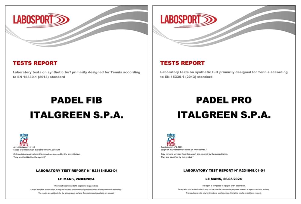 Padel Pro and Padel Fib turfs